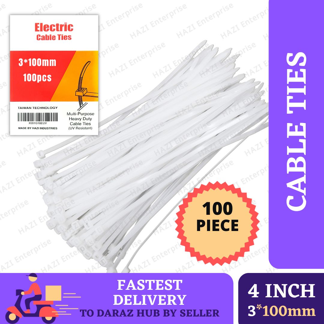 Hazi Electrical Cable Tie | 4 Inch Cable | Tie 3 x 100 mm 100 Pcs Per ...