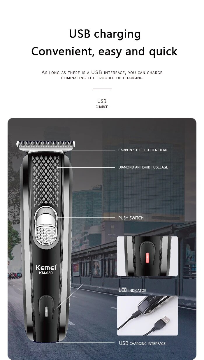 Kemei KM-039 Professional Hair Clipper For Men Edge Hair Trimmer Beard ...