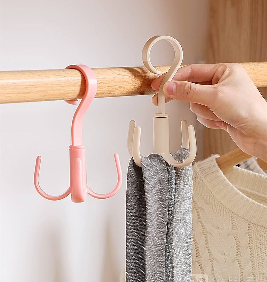 360 Degree Rotated 4 Hooks Plastic Hanger Hook-1 Pcs | Daraz.com.bd