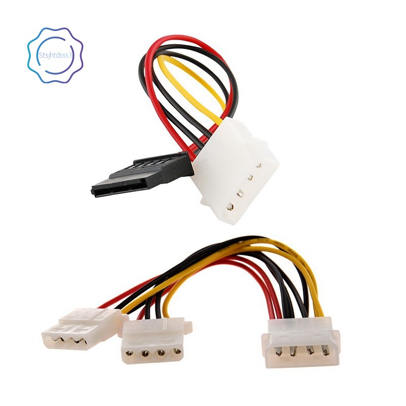 Computer Molex 4 Pin Power Supply Y Splitter Cable & SATA Power Female ...