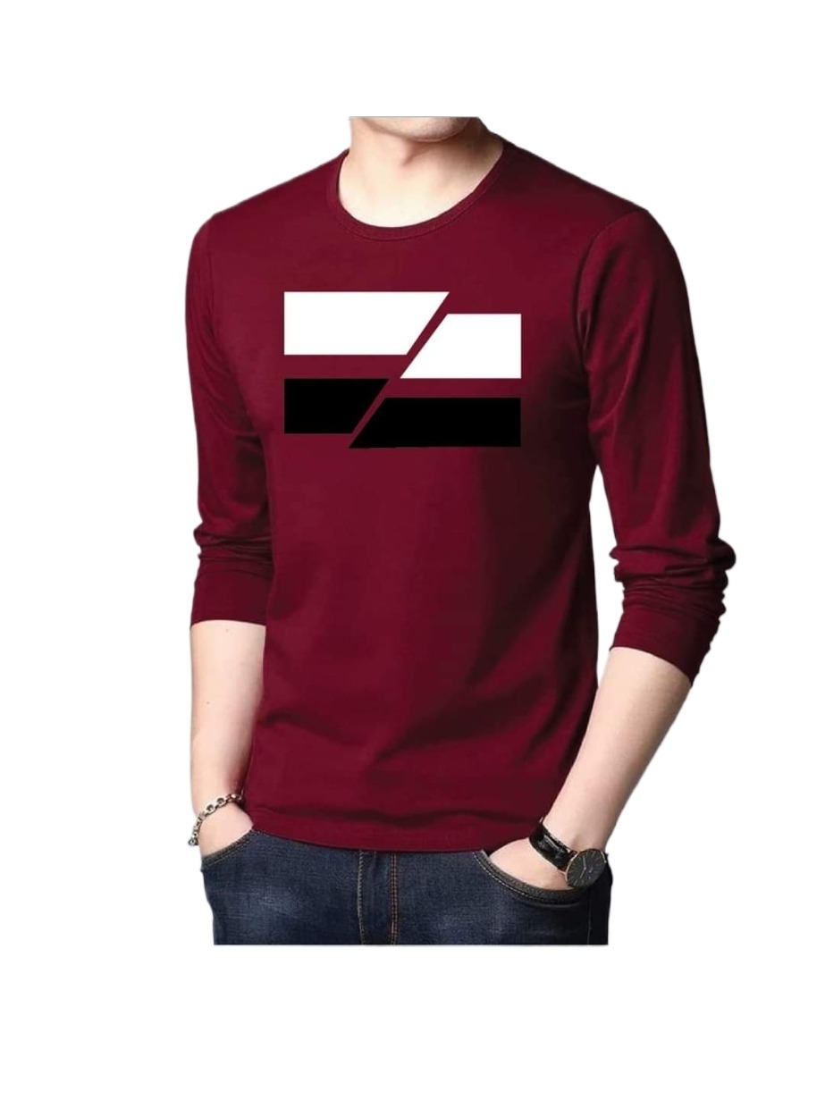 Maroon Color Cotton Long Sleeve Exclusive T-Shirt