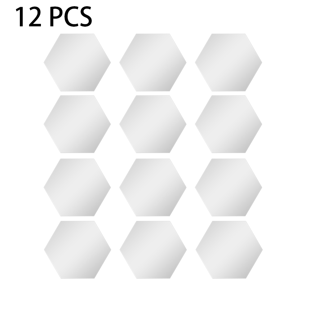 12 24pcs Hexagonal Mirror Walls Sticker Acrylic Mirror Walls Stickers