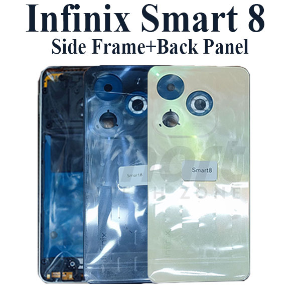For infinix smart 8 Side Frame + Back Panel Housing + Camera Glass Back ...