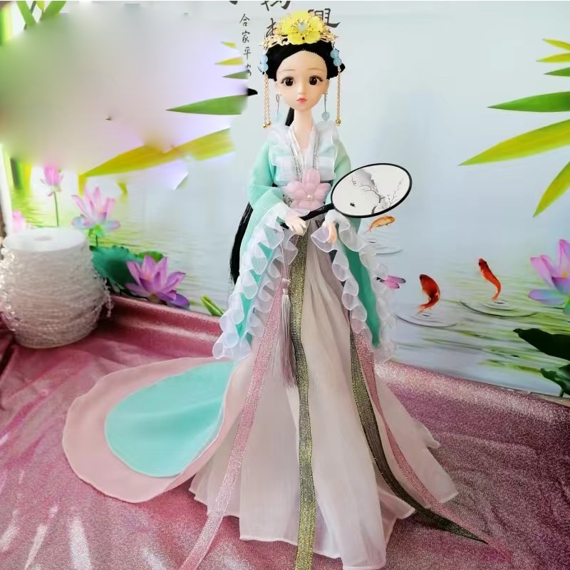 1/6 BJD Chinese Hanfu Doll with Ancient Traditional Clothes Headdress ...