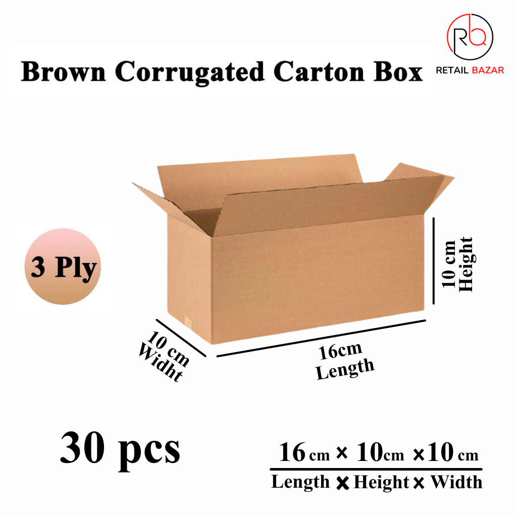 30 PCS 3 Ply 16X10X10 cm Brown Corrugated Carton Box (Packaging ...