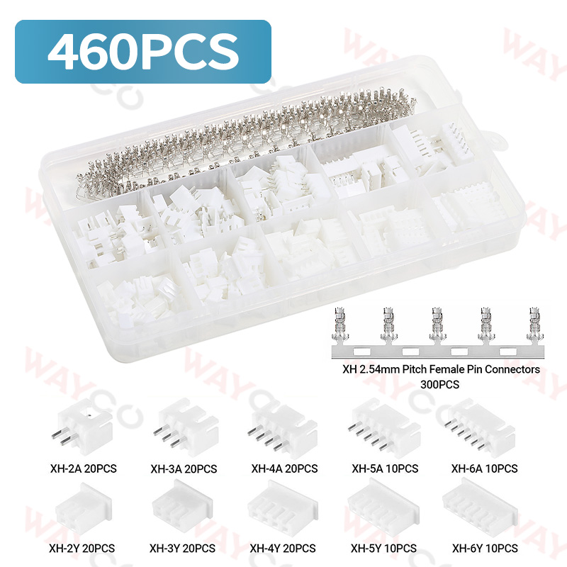 460/1550PCS Dupont Connector Kit JST-XH 2.54mm Set 2/3/4/5/6Pin Housing Adapter Male/Female Pin ...
