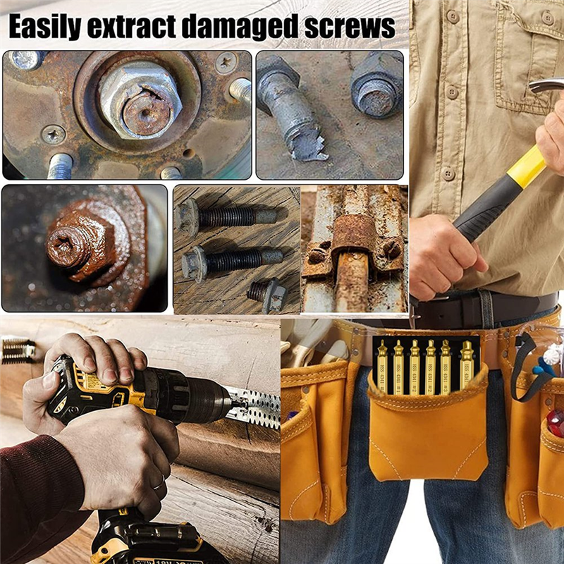6PCS Stripped Screw Extractor Set for Easily and Quickly Remover Common ...