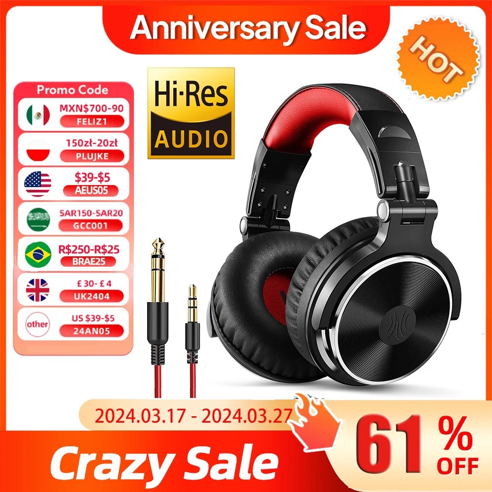 Studio Headphones OneOdio Pro-10 (Light Pink) - Over Ear, 50mm Drivers ...
