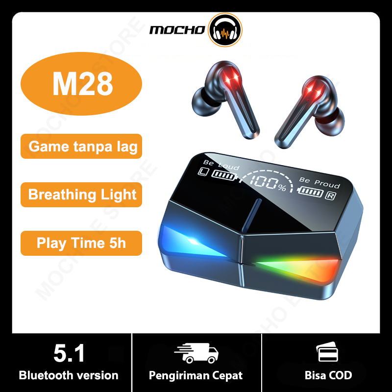 MOCHO Headset Bluetooth Gaming TWS M28 Dual Mode BT V5.1 LED Smart ...