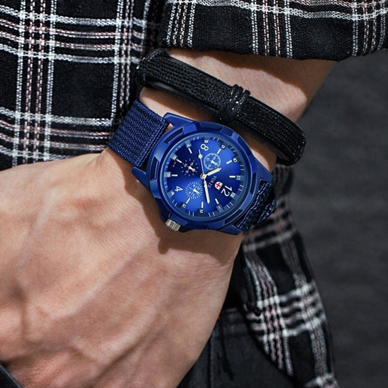 Luxury Business Mens Watches Nylon Band Sports Date Quartz Wristwatch ...