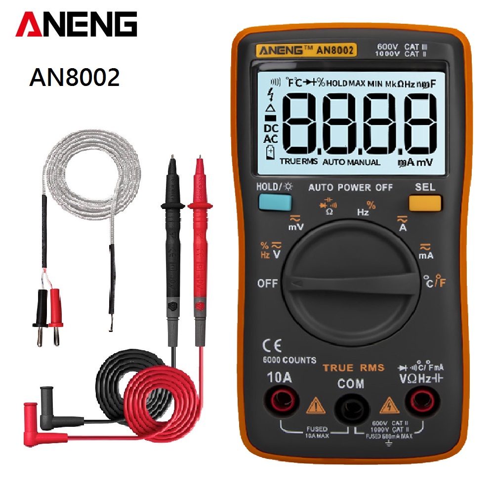 ANENG AN113D AN8002 Digital Multimeter 6000 Counts DC/AC Current ...