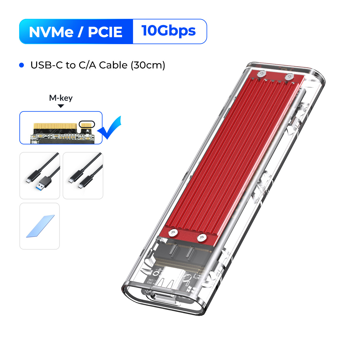 ORICO M2 SSD Case NVME SATA SSD Enclosure Tool Free 10Gbps M.2 to USB ...