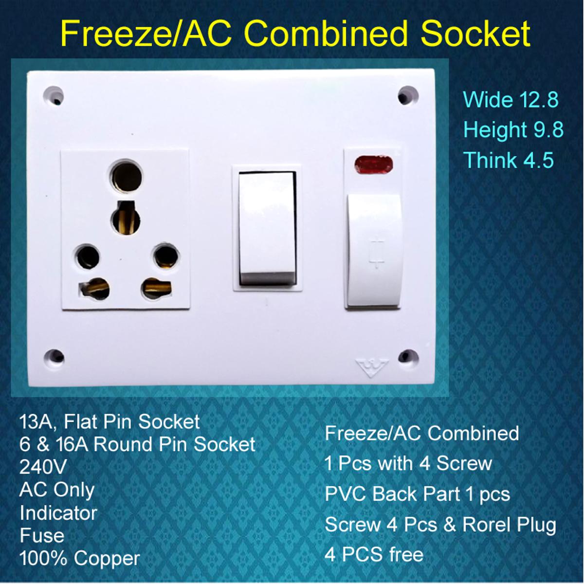 Freeze AC Combined (Electric Switch with Socket Stone ceramics) Heavy ...