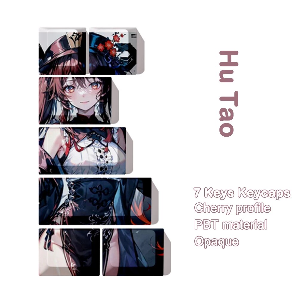 7 Keys/set Game Genshin Impact Keycaps Cherry Profile Anime Character ...