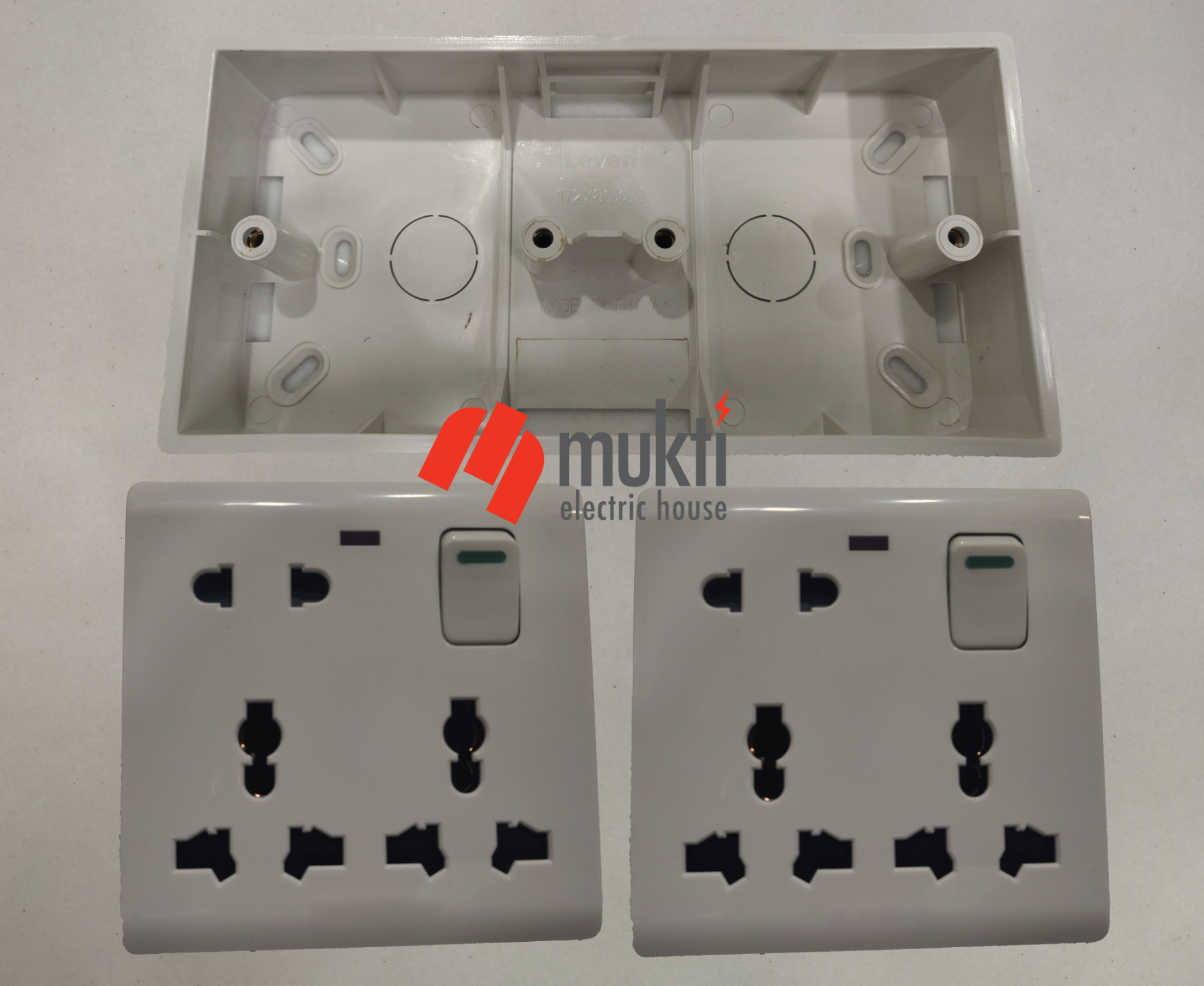 Two Gang PVC with 2Pcs 8 Pin Multi with 2 Pin and Double 3 Pin Combined ...