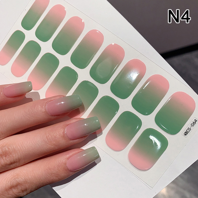 16Pcs/Sheet Semi-Cured Gel Nail Polish Sticker Long-Lasting Extension ...