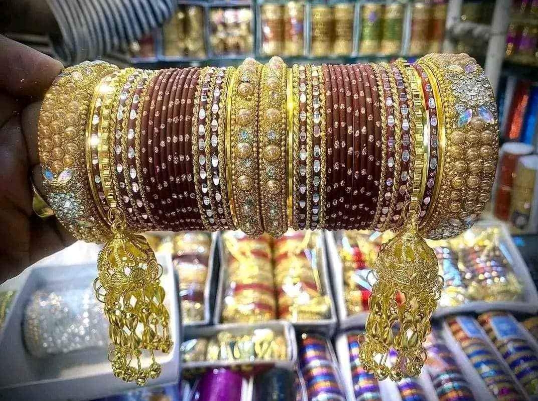 1 Set New Indian Bridal Jhumka Pekhom Bangles/Churi Package For Girls ...