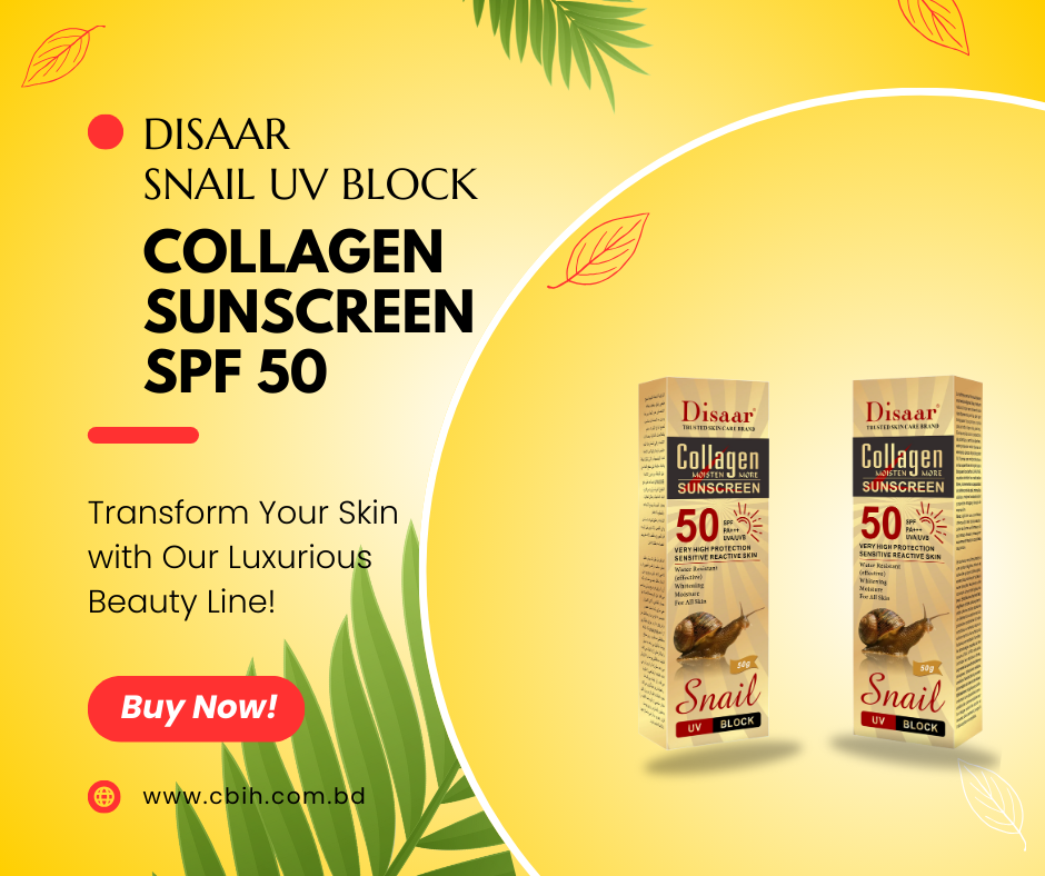 Disaar Collagen Sunscreen snail UV Block SPF 50 PA+++- 50g No Ratings