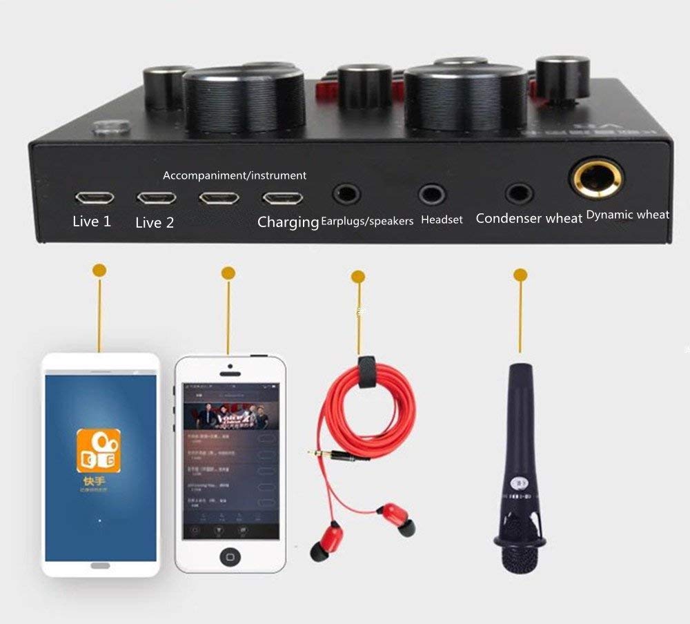 V8 Live Sound Card, Voice Change Digital Sound Card Audio Interface ...