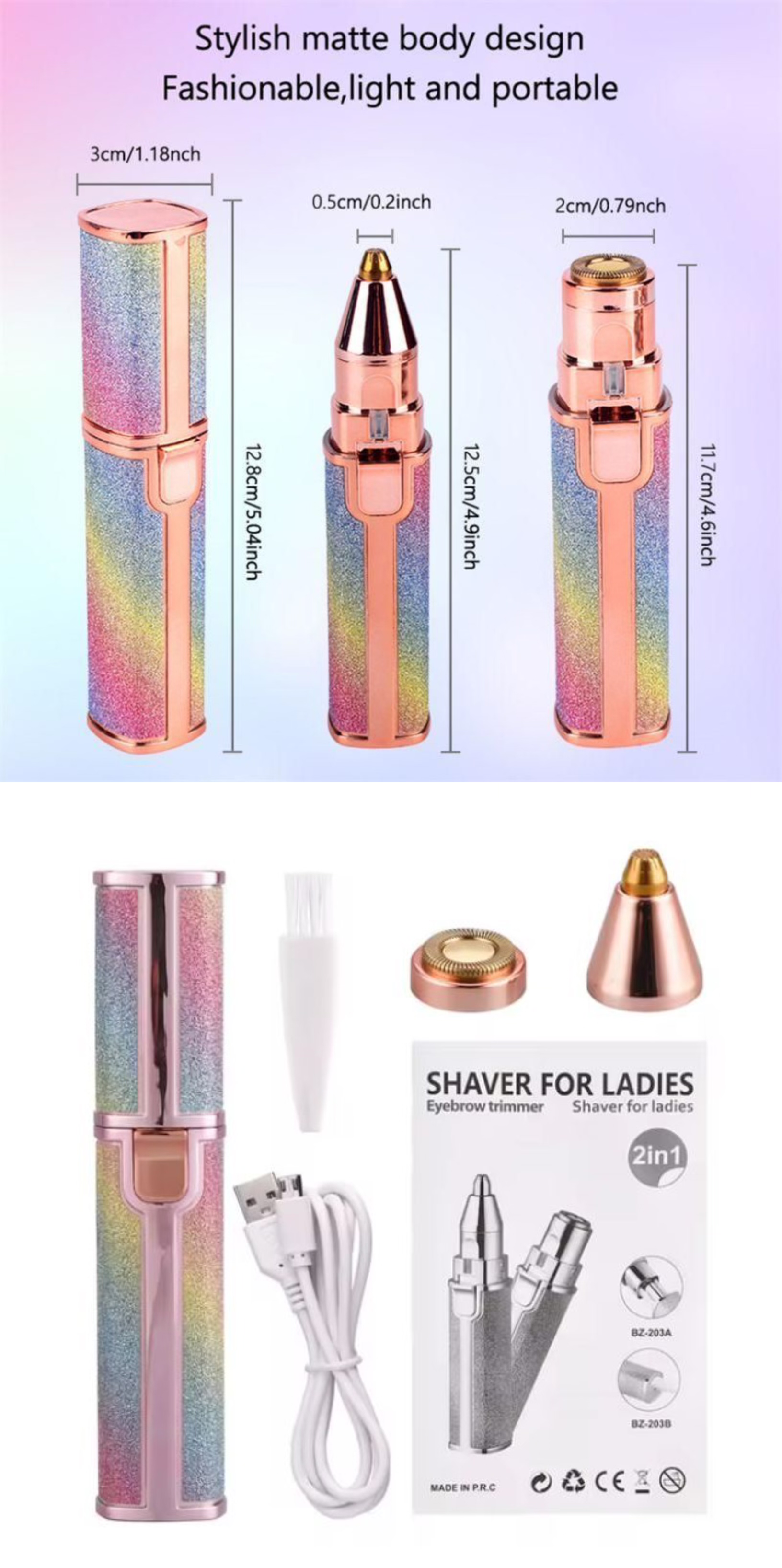 Blawless Rechargeable Eyebrow Trimmer Facial Hair Remover for Women, 2 ...