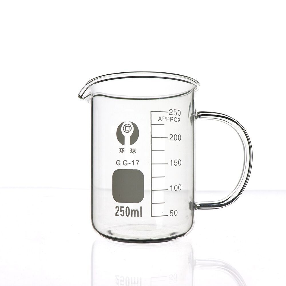250ml Beaker with Handle Transparent Glass Pouring Spout Beaker Mug ...