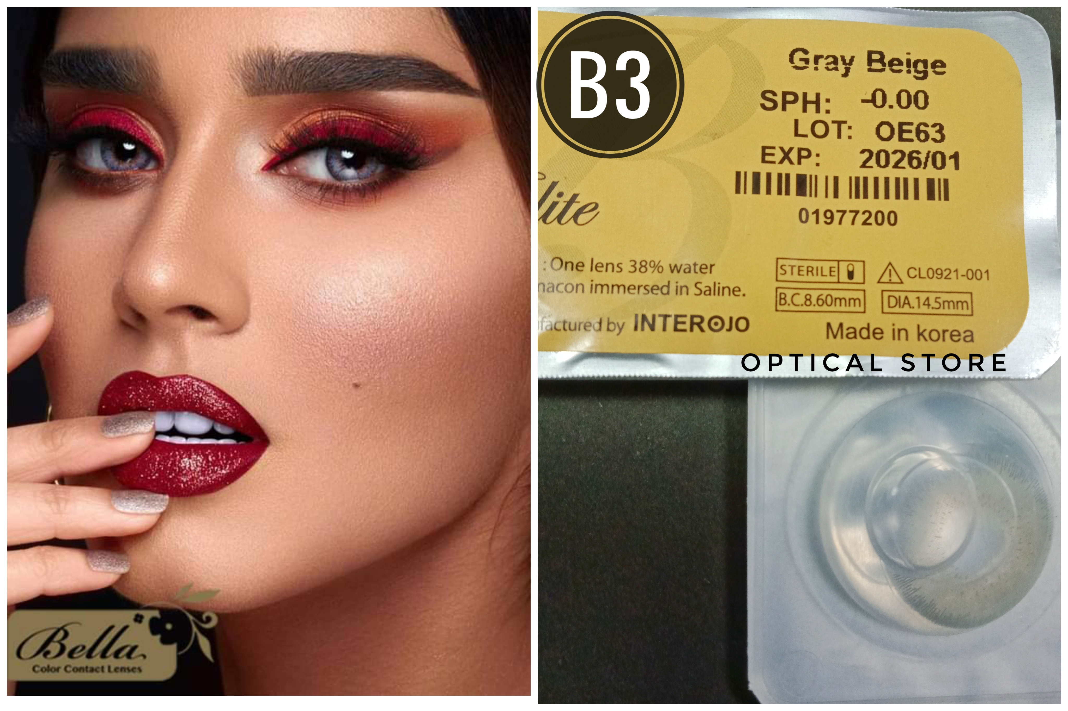 Bella Gray Beige contact lens with kit box B3 | Daraz.com.bd