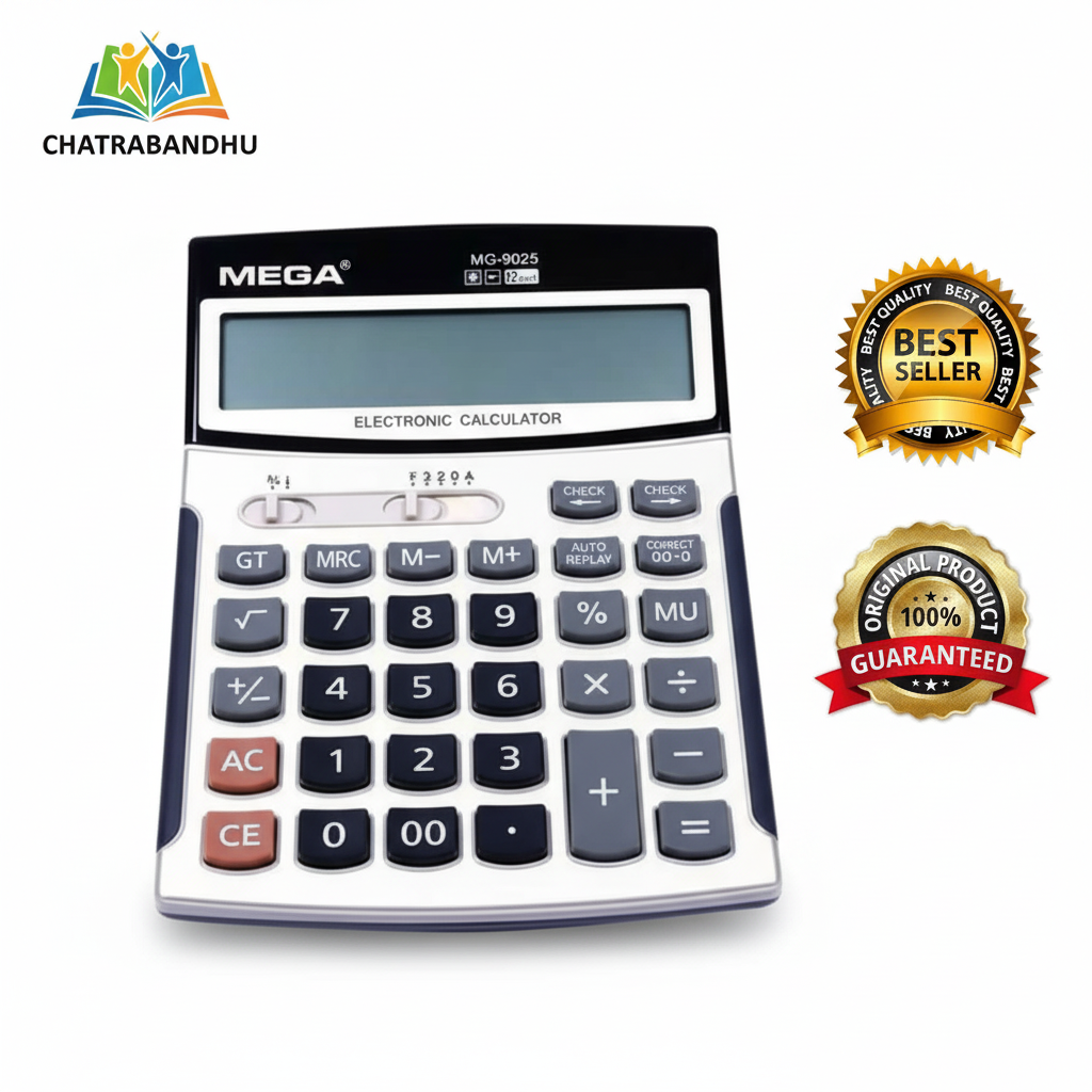 Mega mg 9025 (ORGINAL) (SOLER + BATTARY) calculator big size 12 Digit ...