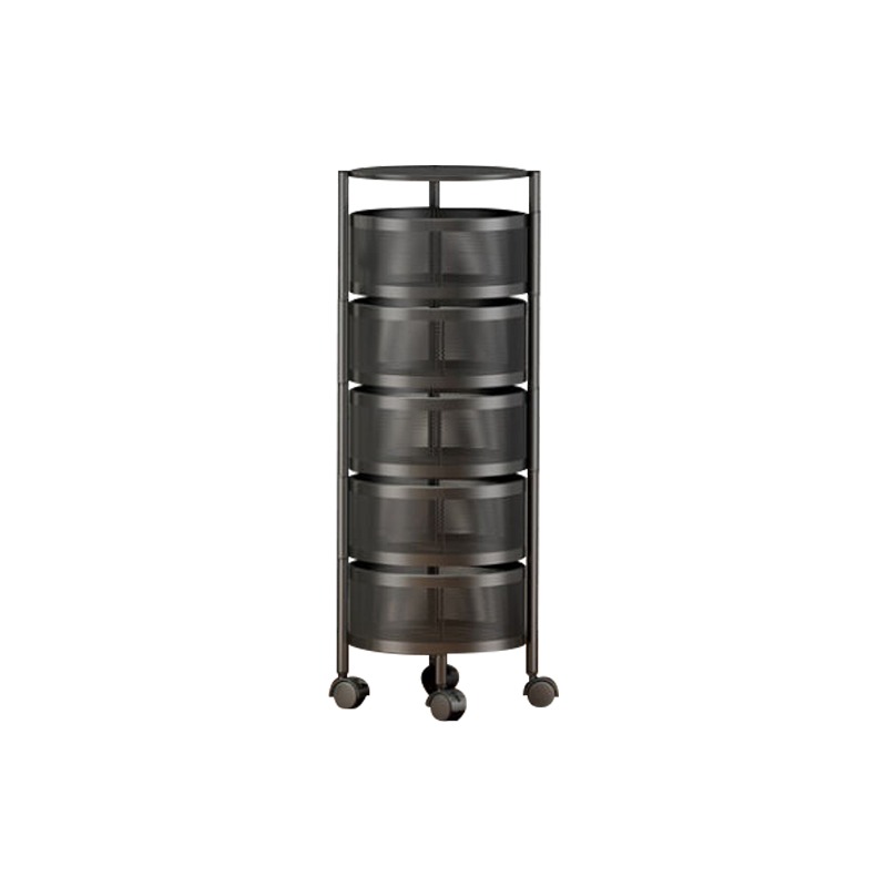 ROUND SHAPE MOVEABLE 5 LAYER STORAGE TROLLY RACK ROTATING METAL SHELF ...