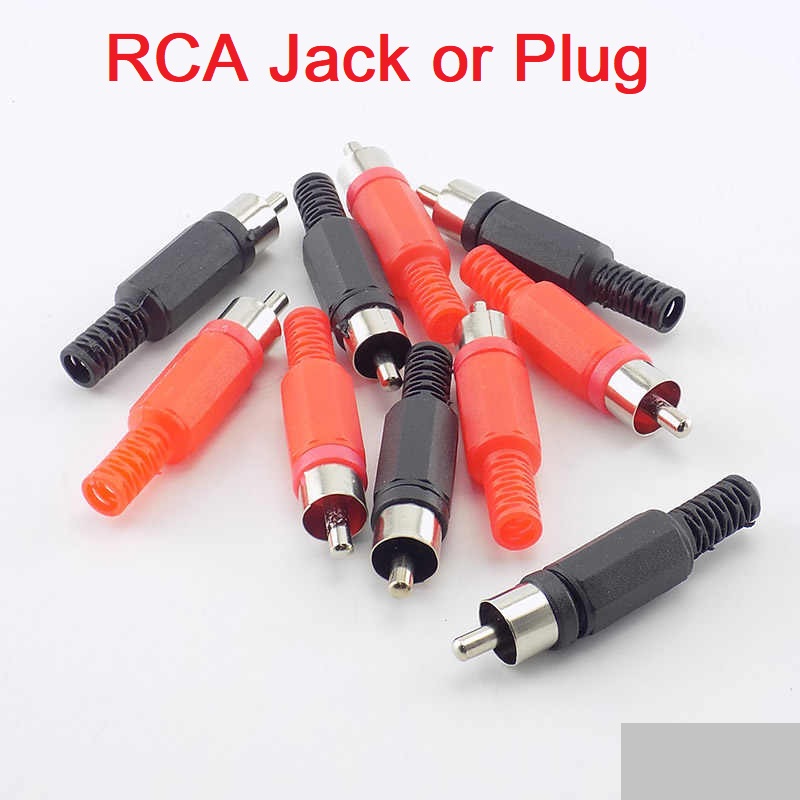 3Pair- MALE RCA Audio Video Connectors RCA Jack Plug RED & BLACK ...