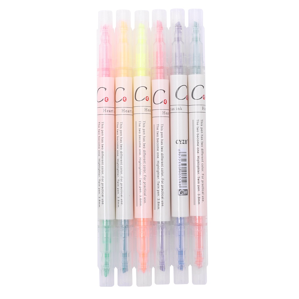 Double Head Fluorescent Pen Key Marker 6/12 Color Writing Highlighter ...