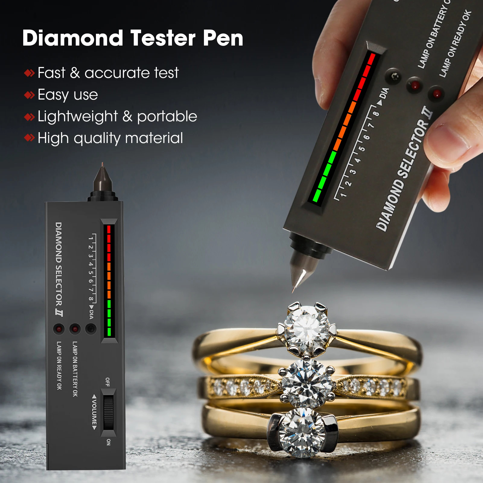 LED Indicator Diamond Tester Pen High Accuracy Diamond Selector ...