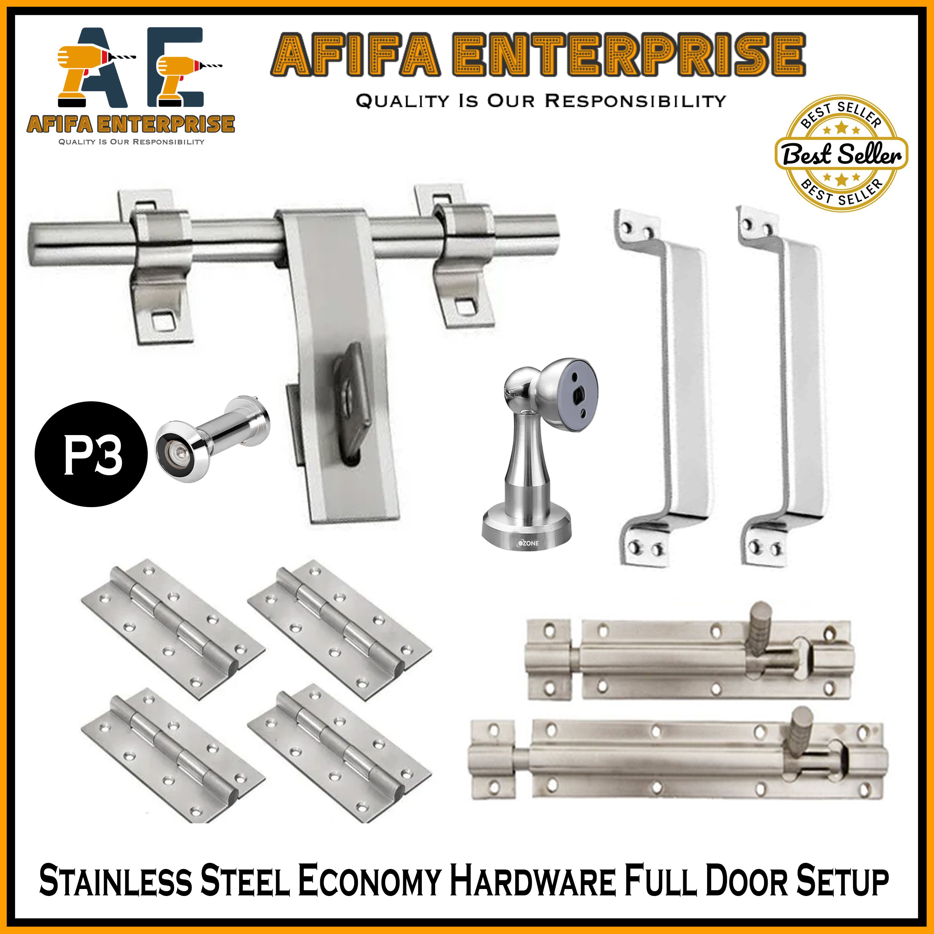 Stainless Steel Economy Hardware Full Door Setup Package 3
