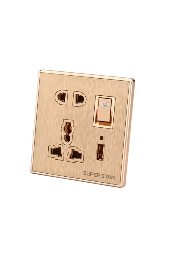 Super Star Glamour 13A 5 Pin 1 USB Port Multi Function Combined Socket ...