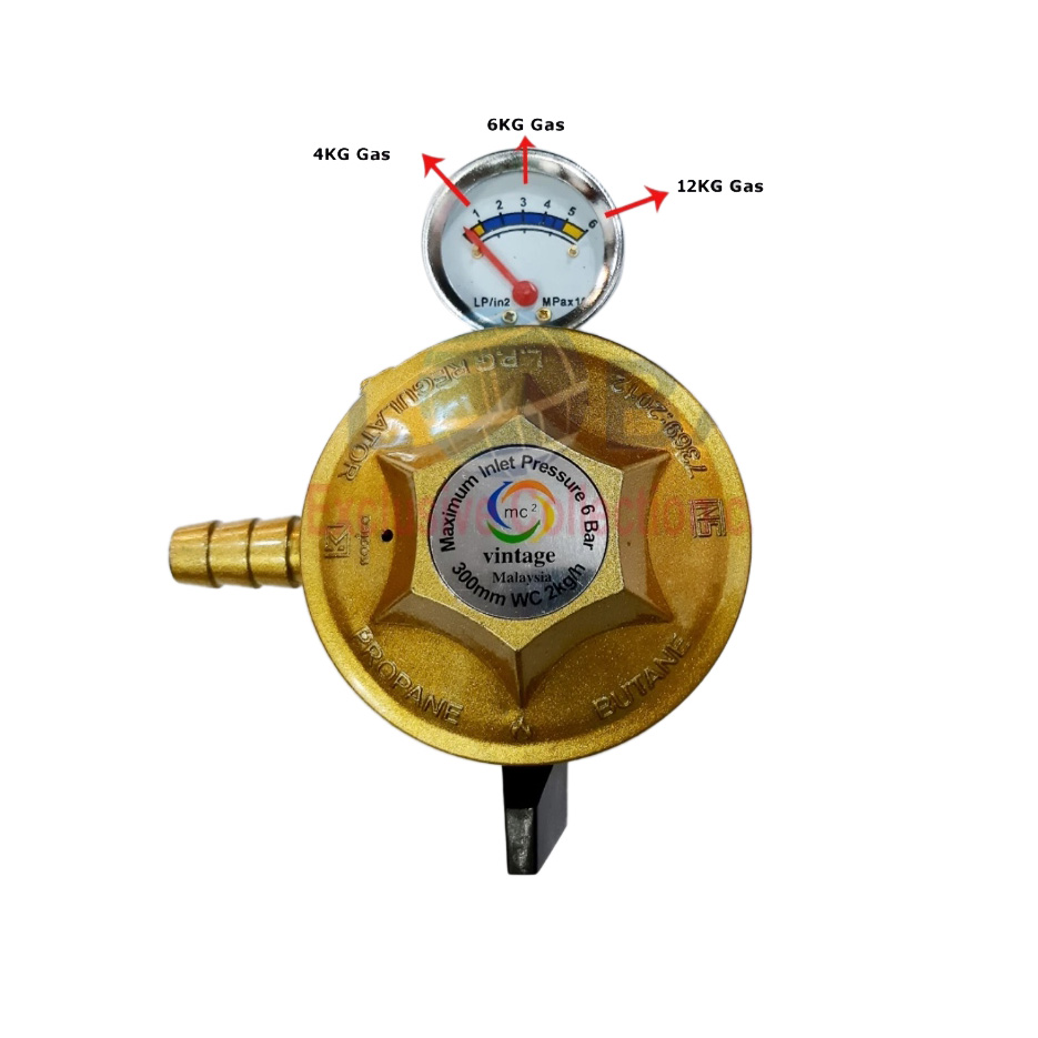 LPG (22mm) Gas Regulator with Meter Display - Ensure Safe Gas Supply ...