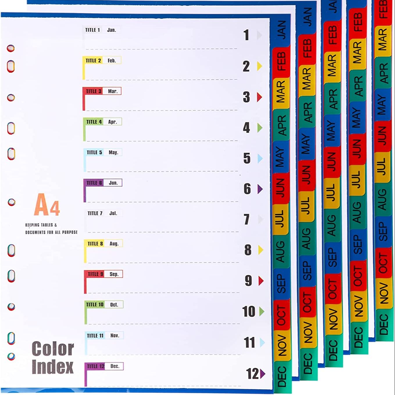 A4 File Dividers 10/12 Part Index Jan-Dec (1 Pack) A4 Plastic Binder ...