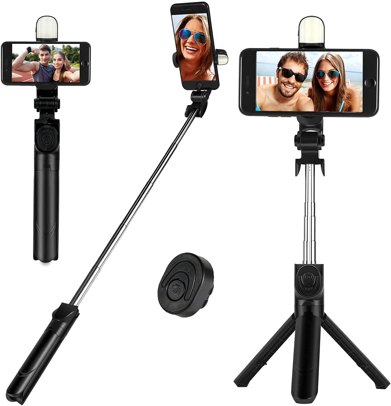 Q07 Bluetooth Integrated Selfie Stick 104 Cm Long With Flash Light Professional Video And ...