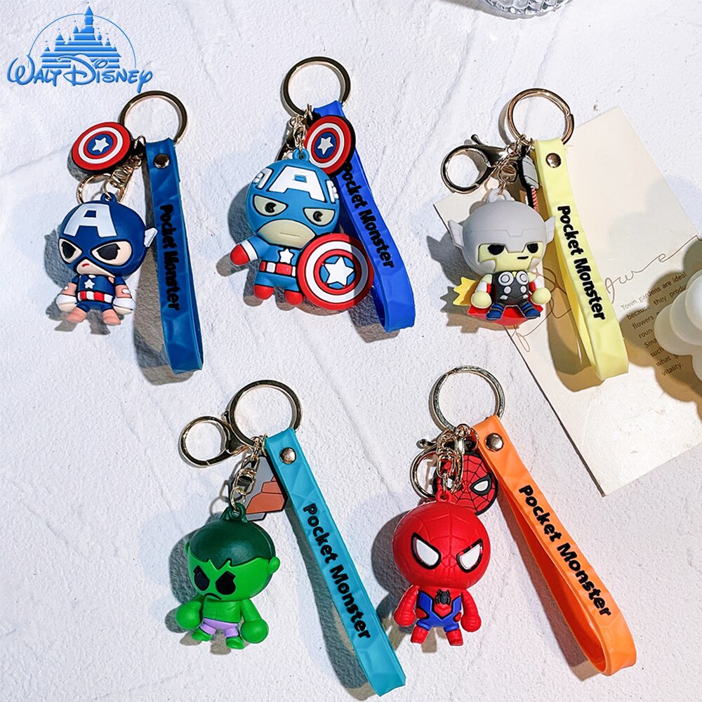 Disney Marvel Superhero PVC Keychain Cartoon Spiderman Hulk Thor ...