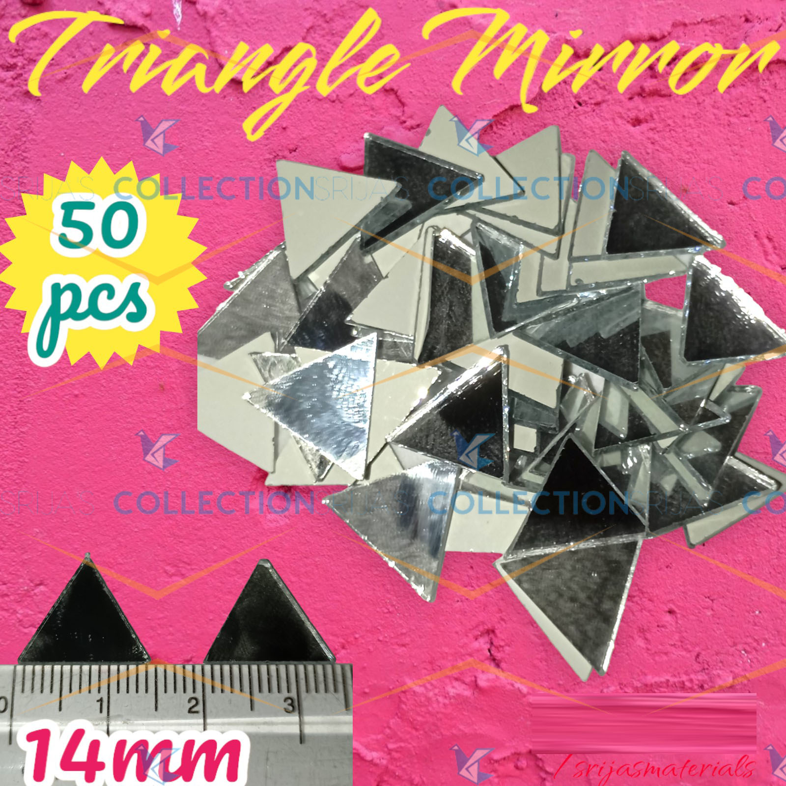 14 mm Triangle Mirror Mosaic Tiles, Triangular Real Glass Mirror for ...