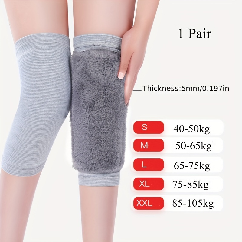 Winter Plush Knee Pad Thermal Knee Braces for Seniors Women Men Elastic ...