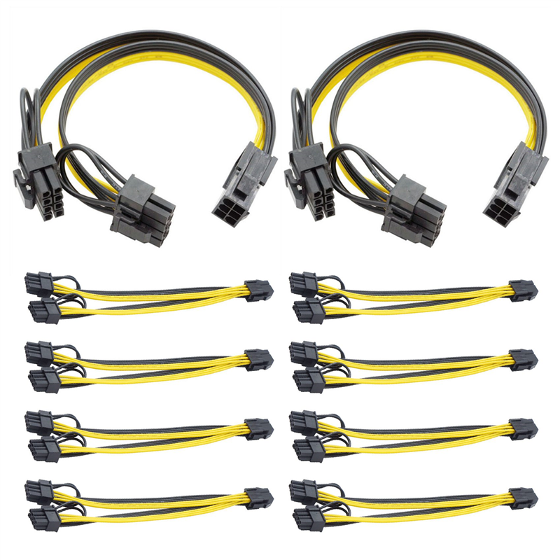 10Pcs Graphics Card Power Cable 6 Pin Female To Dual 8 Pin Male Adapter ...