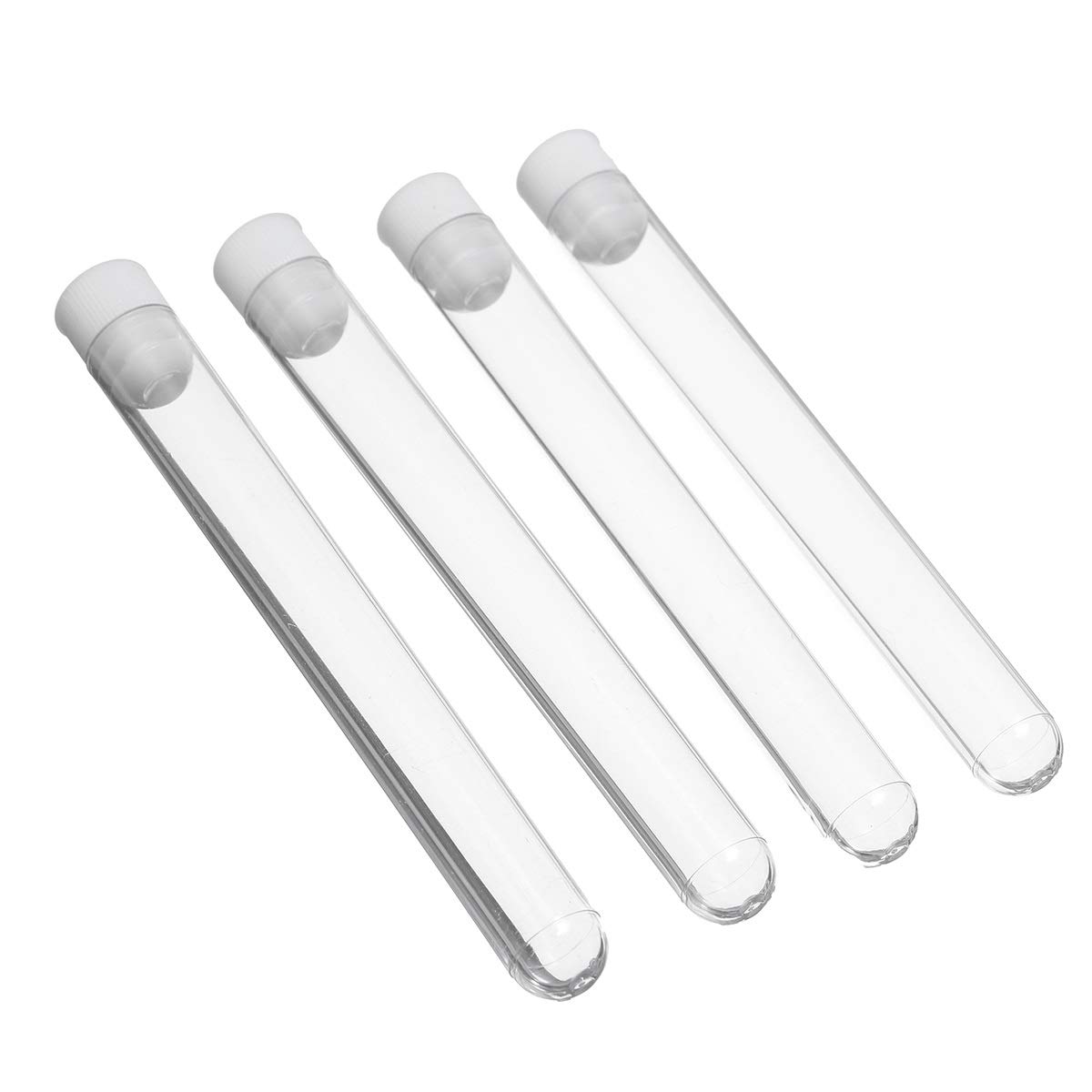 100Pcs Clear Plastic Test Tube with Cap 12X100mm U-Shaped Bottom Long ...