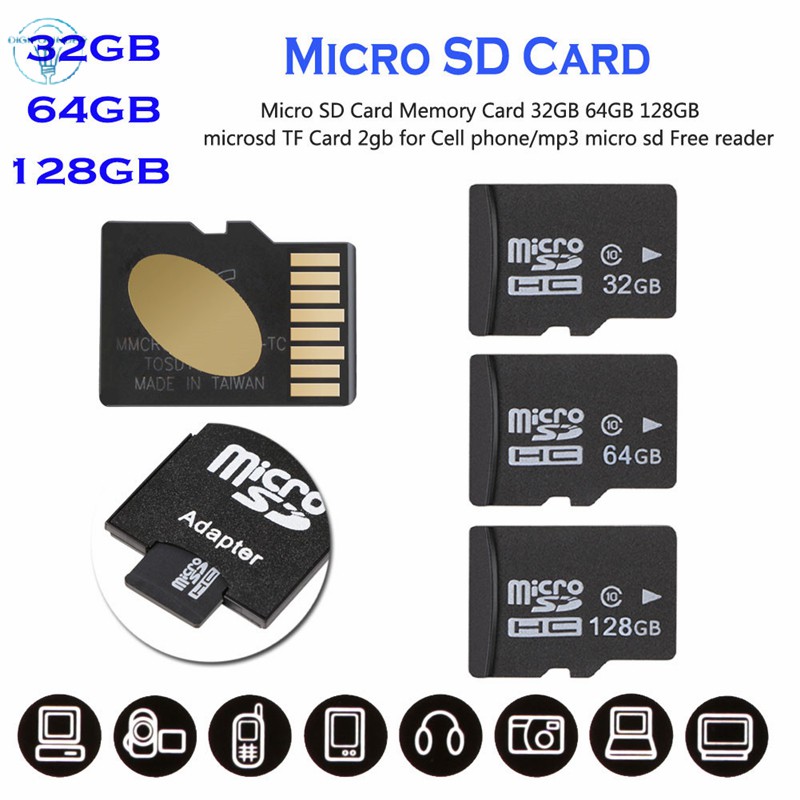 32GB 64GB 128GB Micro SD Cards Class 10 (microSD) Memory Card Made in ...