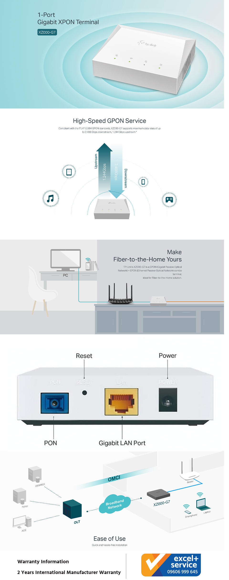 TP-Link ONU XZ000-G7 1-Port UPC Port Gigabit XPON Terminal EPON+GPON onu