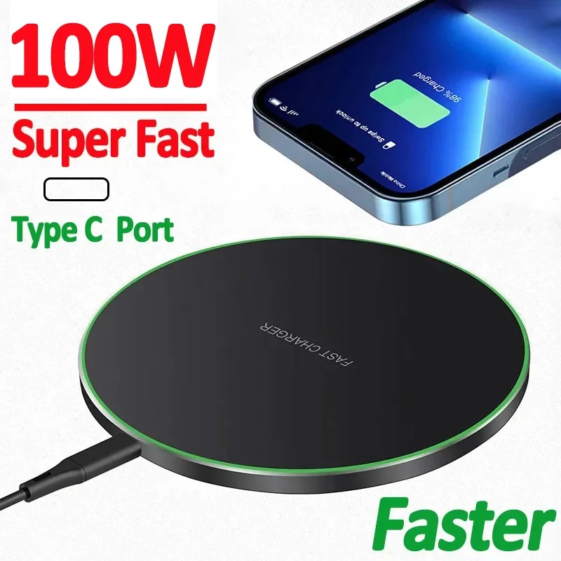 100W Wireless Charger For iPhone 14 13 12 11 Pro XS Max Mini X XR ...