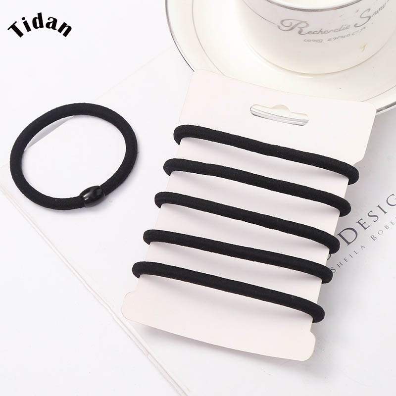 Korean Plain Black Hair Bands Black Hair Rubber Bands Small High ...