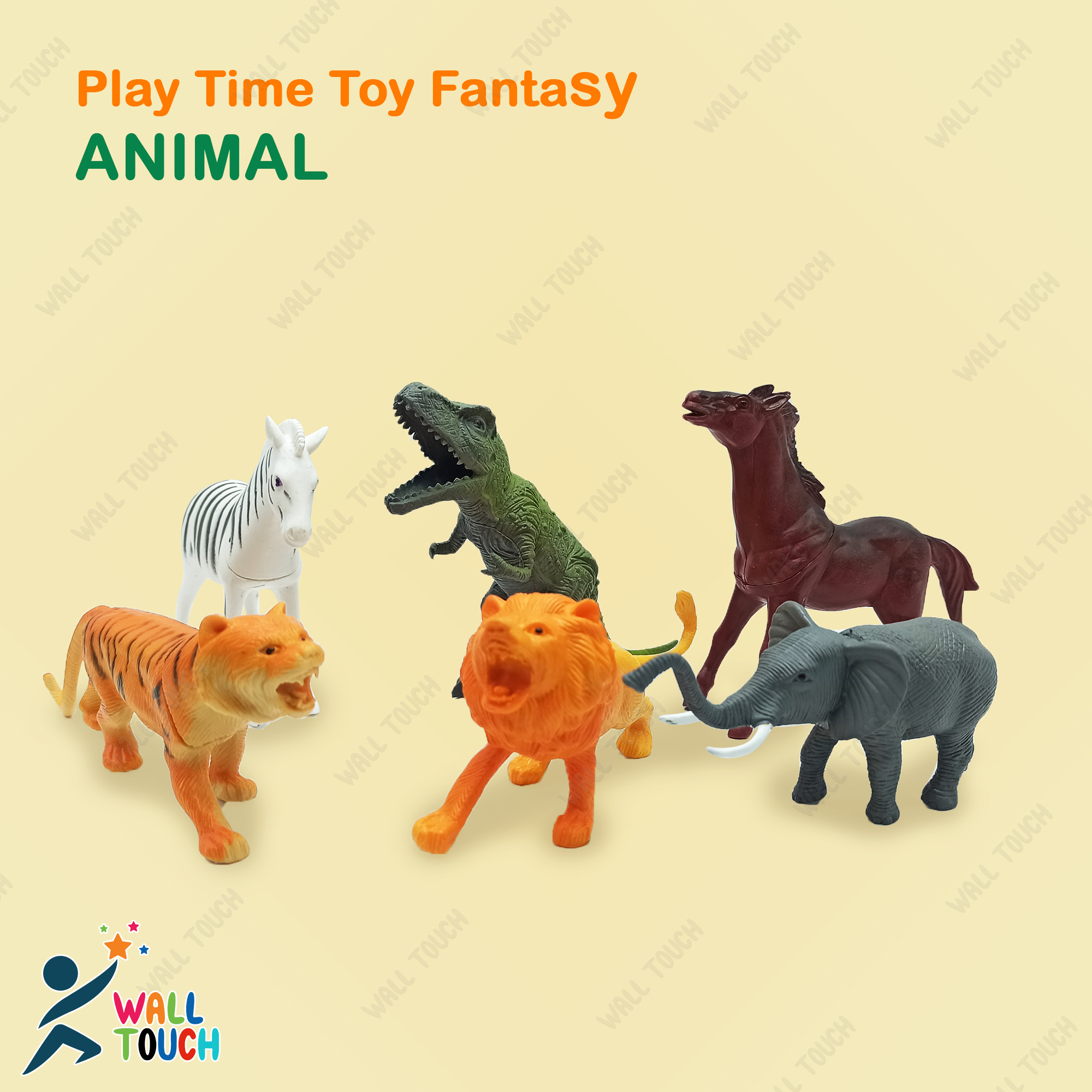 Plastic Mini Jungle WILD Animals Toys 6 Piece Set Animal Figure ...