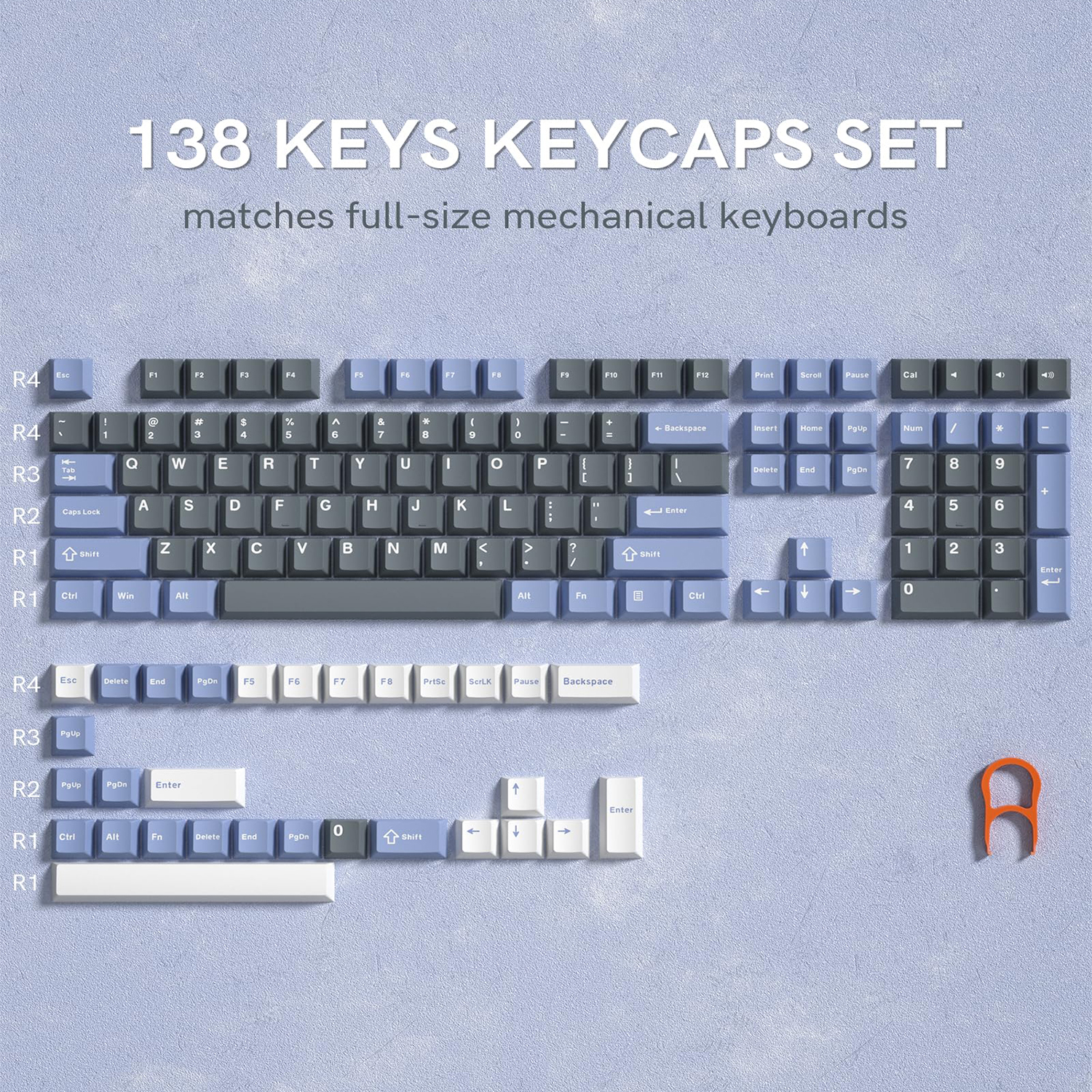 138 Keys Retro White Grey Red PBT Keycap Double Shot Cherry Profile Key ...