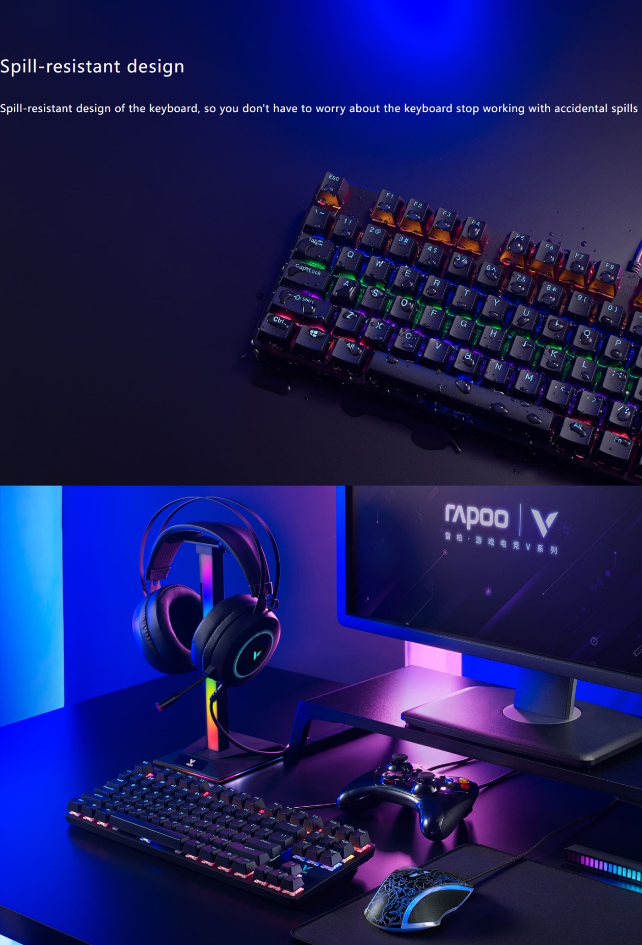 Rapoo VPRO V500PRO-87 Blue Switch Backlit Mechanical Gaming Keyboard 87 ...