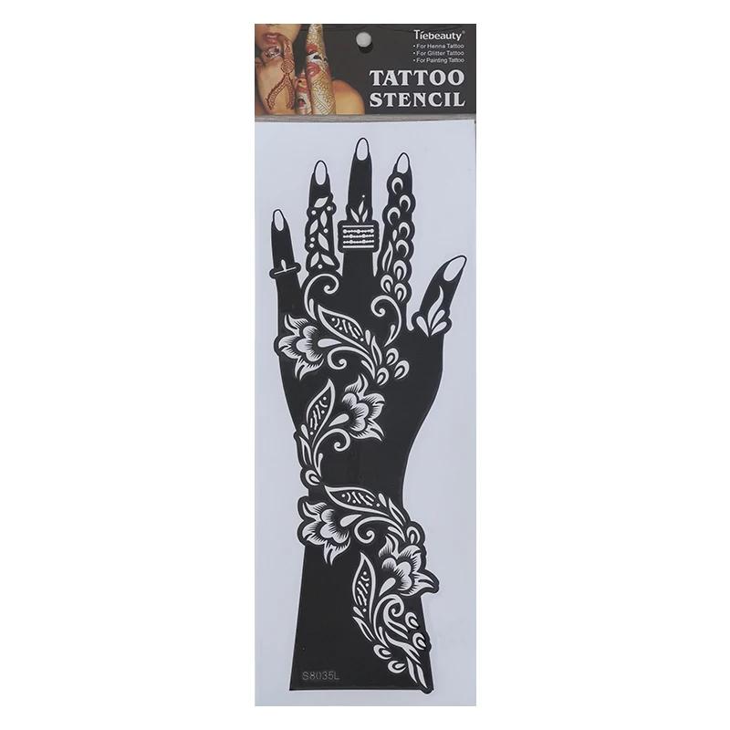 Henna Sticker Mehndi Bridal Tattoo Design Waterproof Full Hand Stencils ...