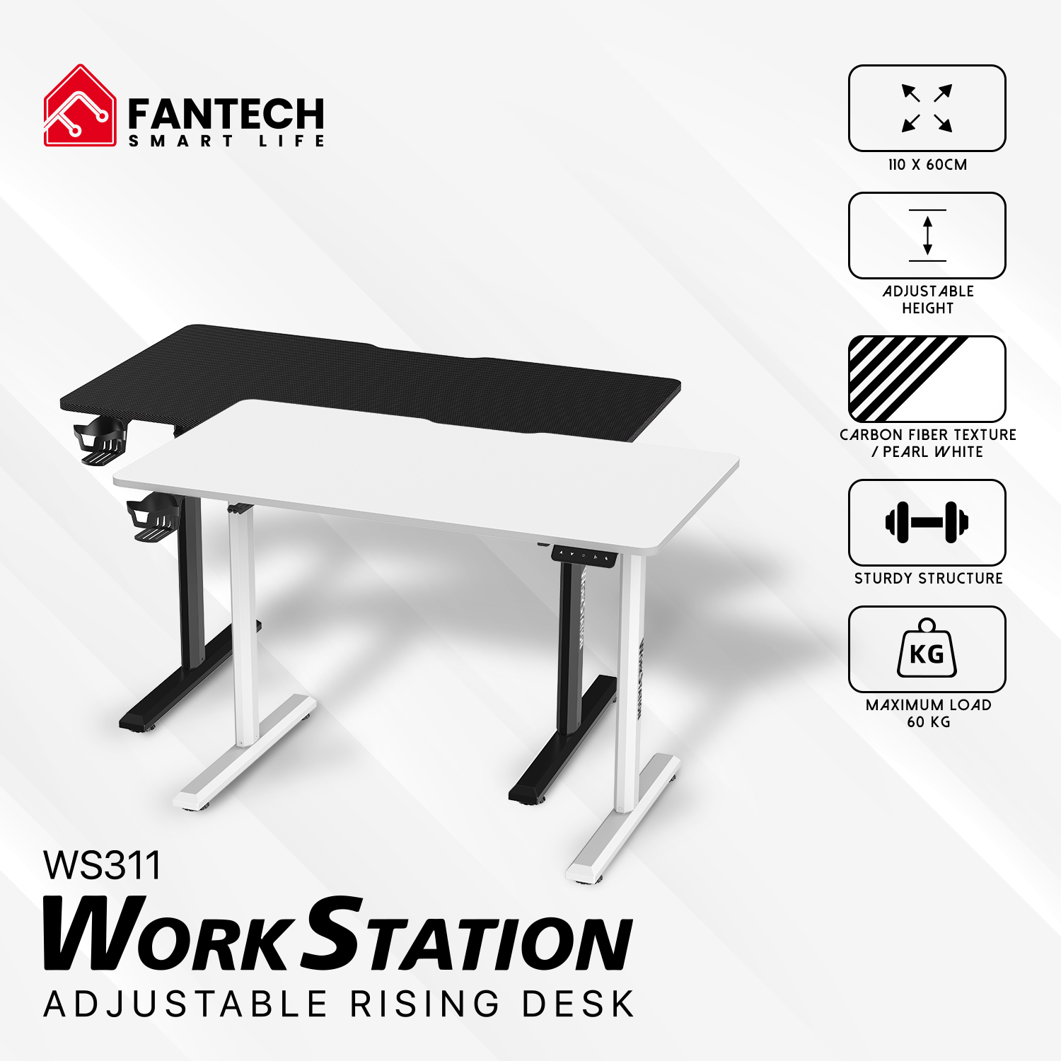 FANTECH WS311 Work Station Adjustable Rising Gaming & Office Desk/Table ...